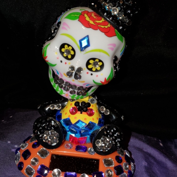 Hand Blinged | Other | Solar Bobble Head Sugar Skull Skeleton For ...